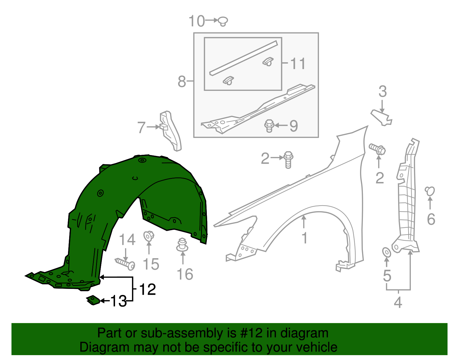 OEM 2018-2022 Honda Accord Fender Liner 74150-TVA-A00 | Honda ...