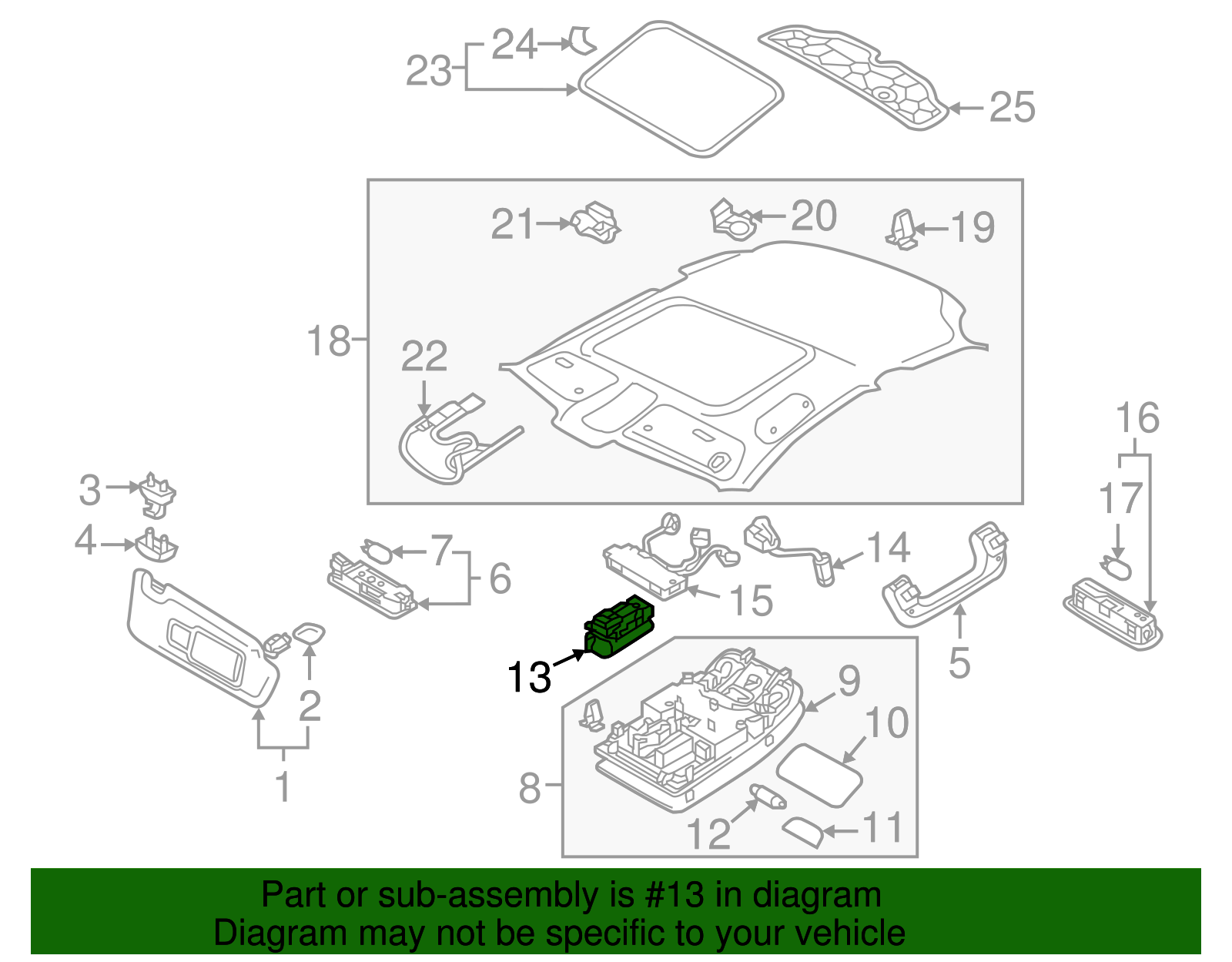2015-2018 Audi Sunroof Switch 8X0-959-613-ET1 | Audi USA Parts