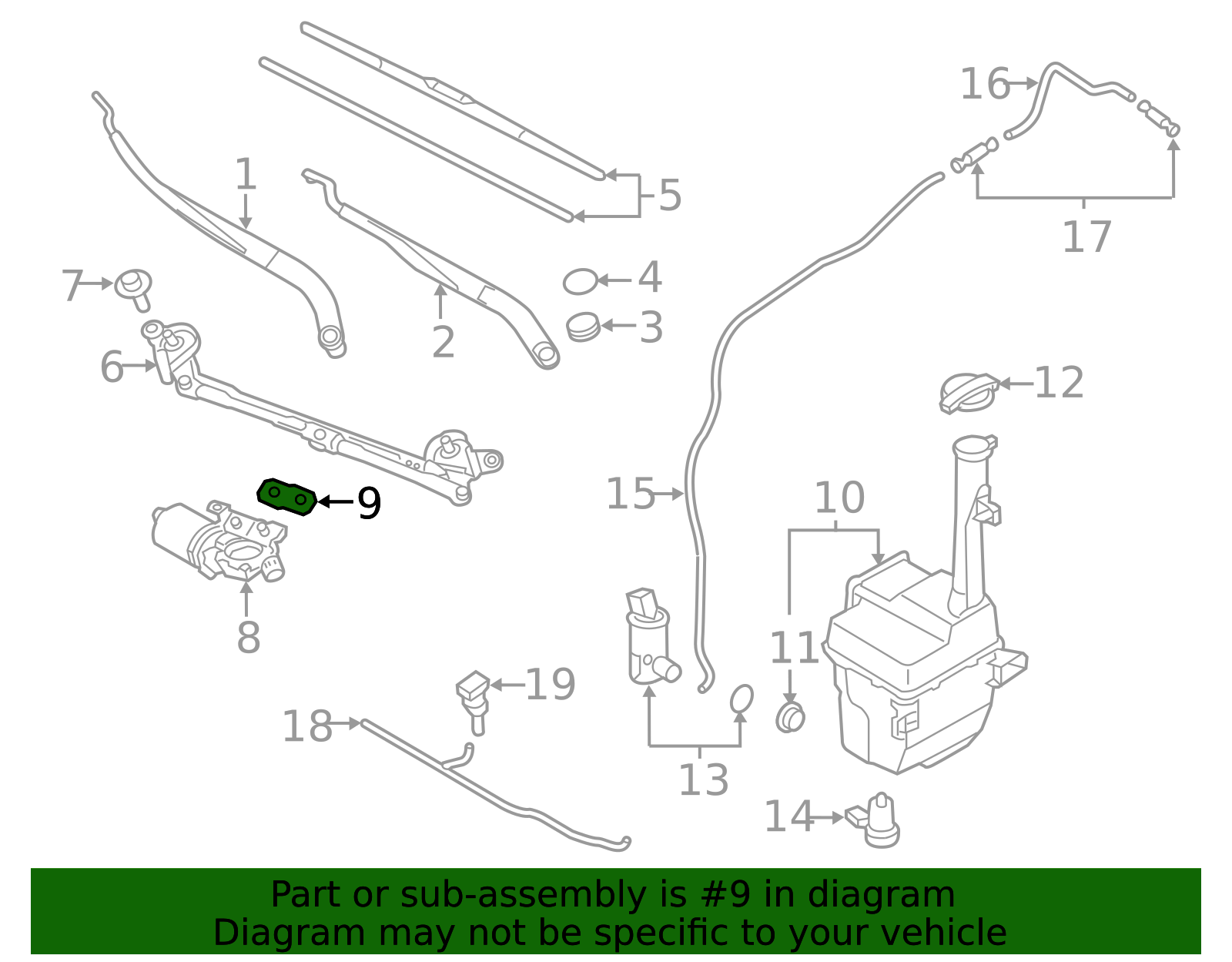 2011-2017 Hyundai Wiper Motor Arm 98160-1M000 | QuirkParts
