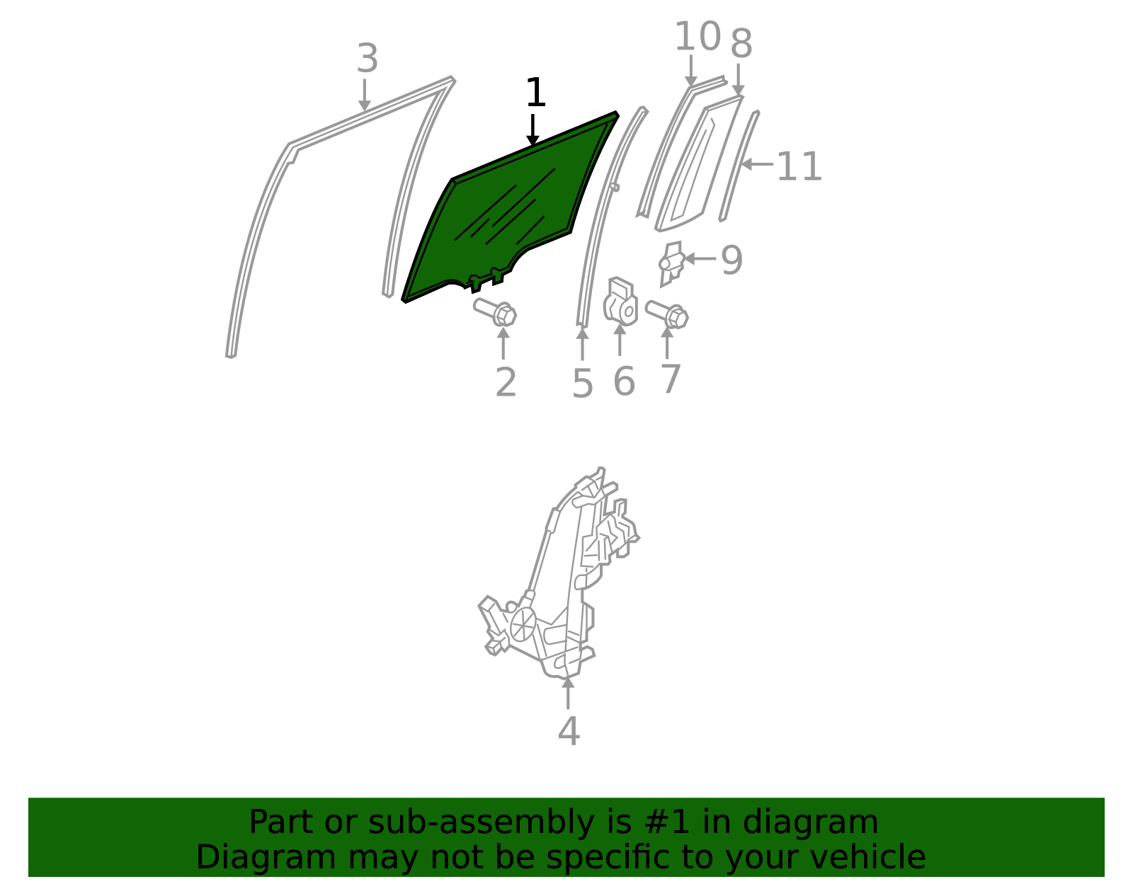 73450-SHJ-C00 - Sliding Door Glass - Conicelli Honda Parts