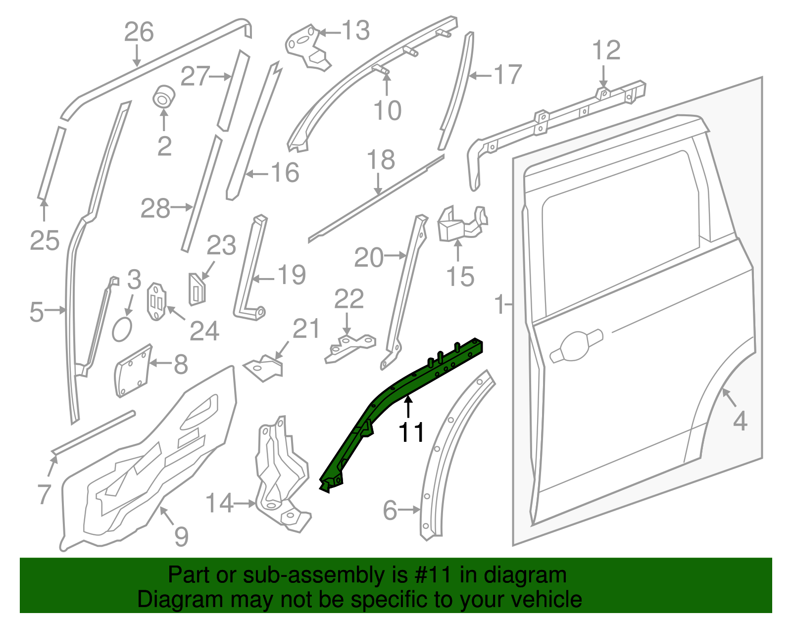 2011-2012 Nissan Quest Guide Rail 76440-1JA0A | Nissan Parts Central