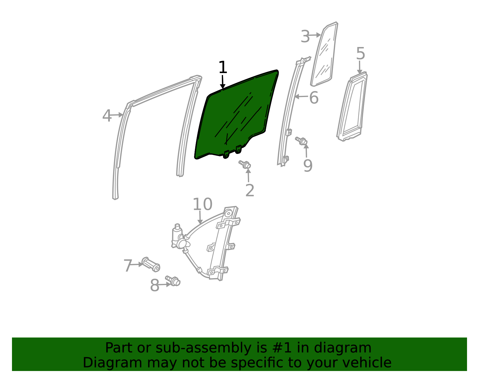 73450-S9V-306 - 2003-2008 Honda Pilot - Glass Assembly L Rear Door ...