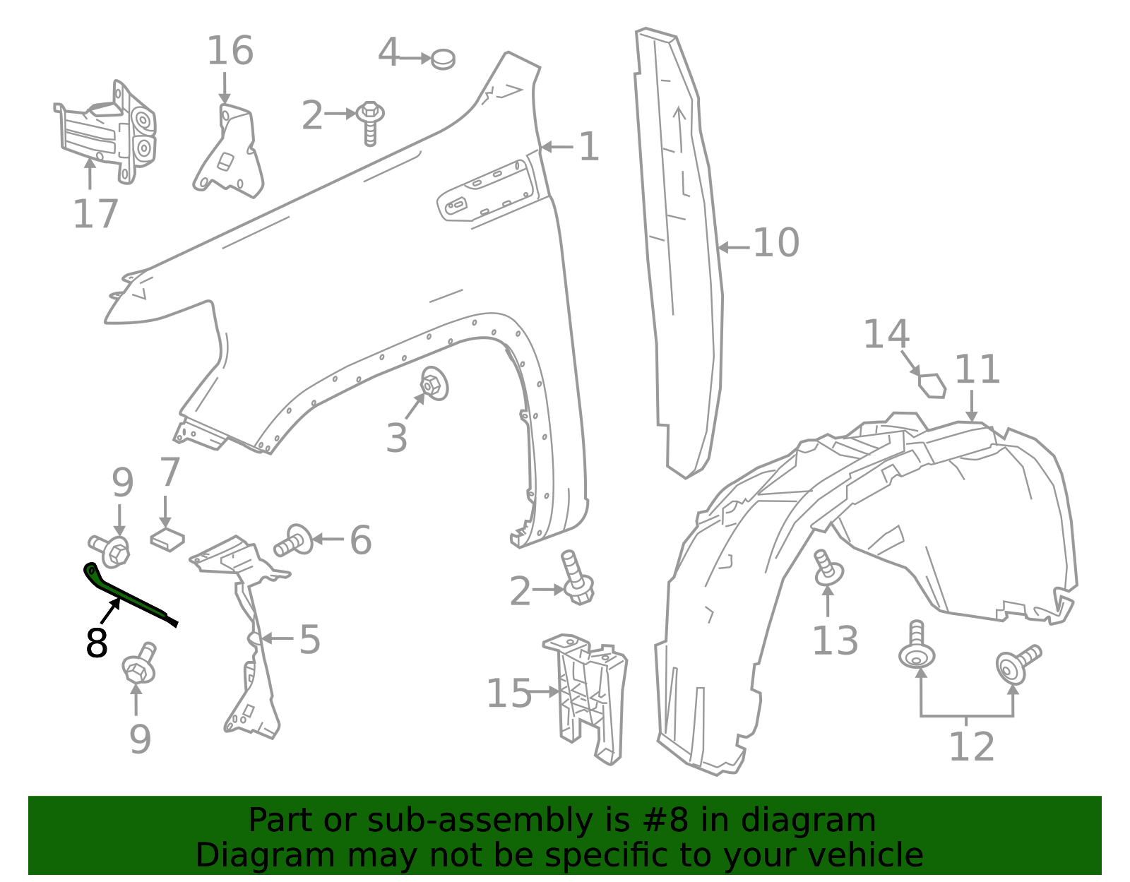 2019-2025 GMC Front Driver Side Fender Front Brace 84299588 | OEM GM Parts