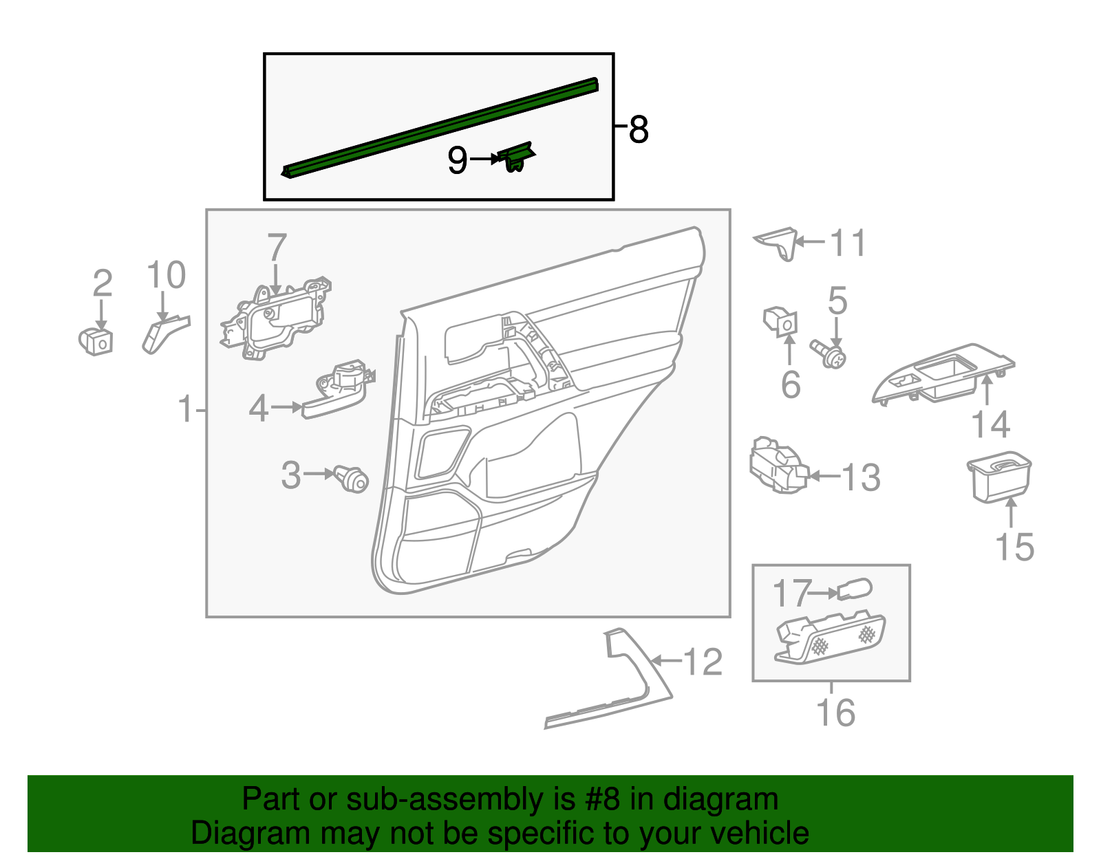 2008-2021 Toyota Land Cruiser Belt Weather-Strip 68173-60050 | Toyota ...