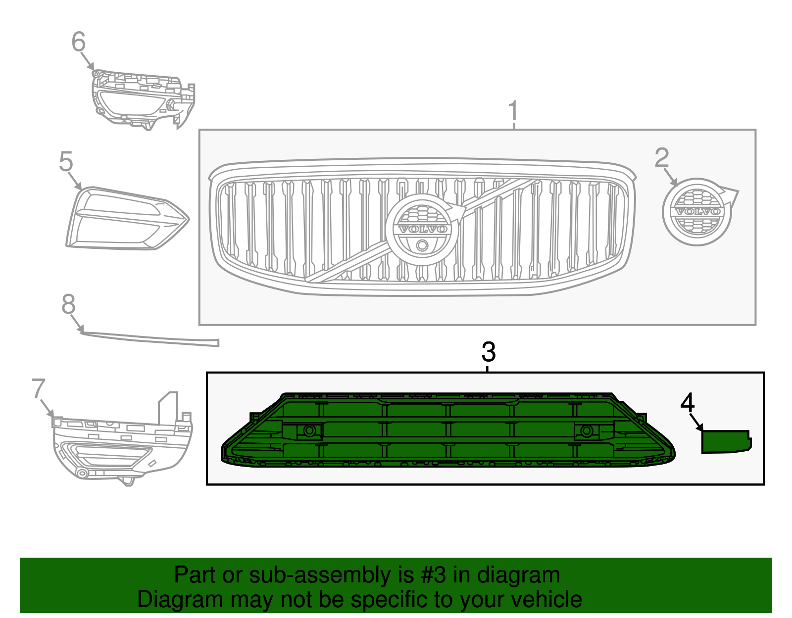 32296070 - Lower Grille - 2018-2020 Volvo XC60 | Volvo OEM Parts Direct