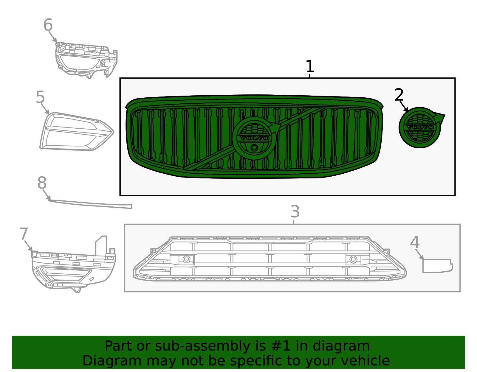 2018-2021 Volvo XC60 Upper Grille 32368148 | TascaParts.com