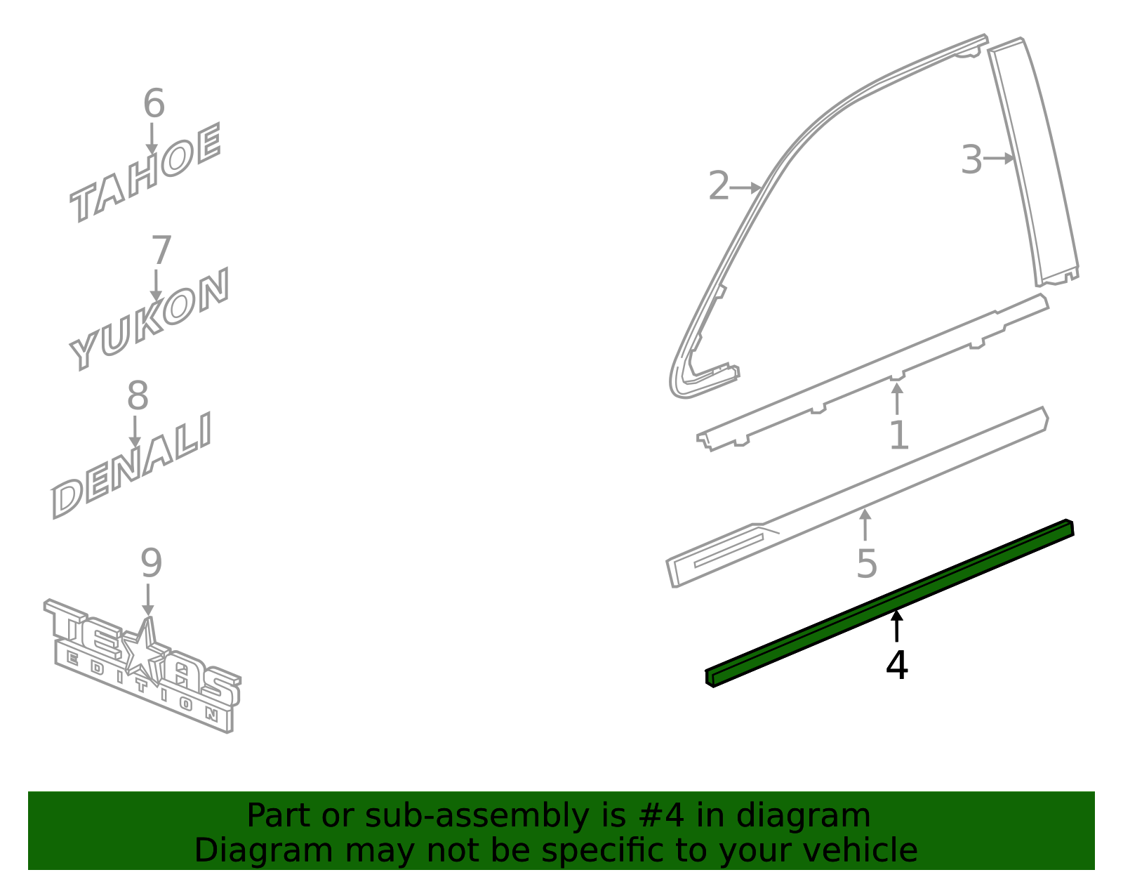 2015-2020 GM Outside Front Driver Side Door Molding in Chrome 22832436 ...