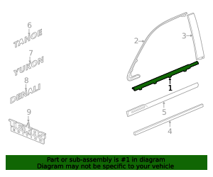 Front Passenger Side Door Window Belt Reveal Molding 84291968 ...
