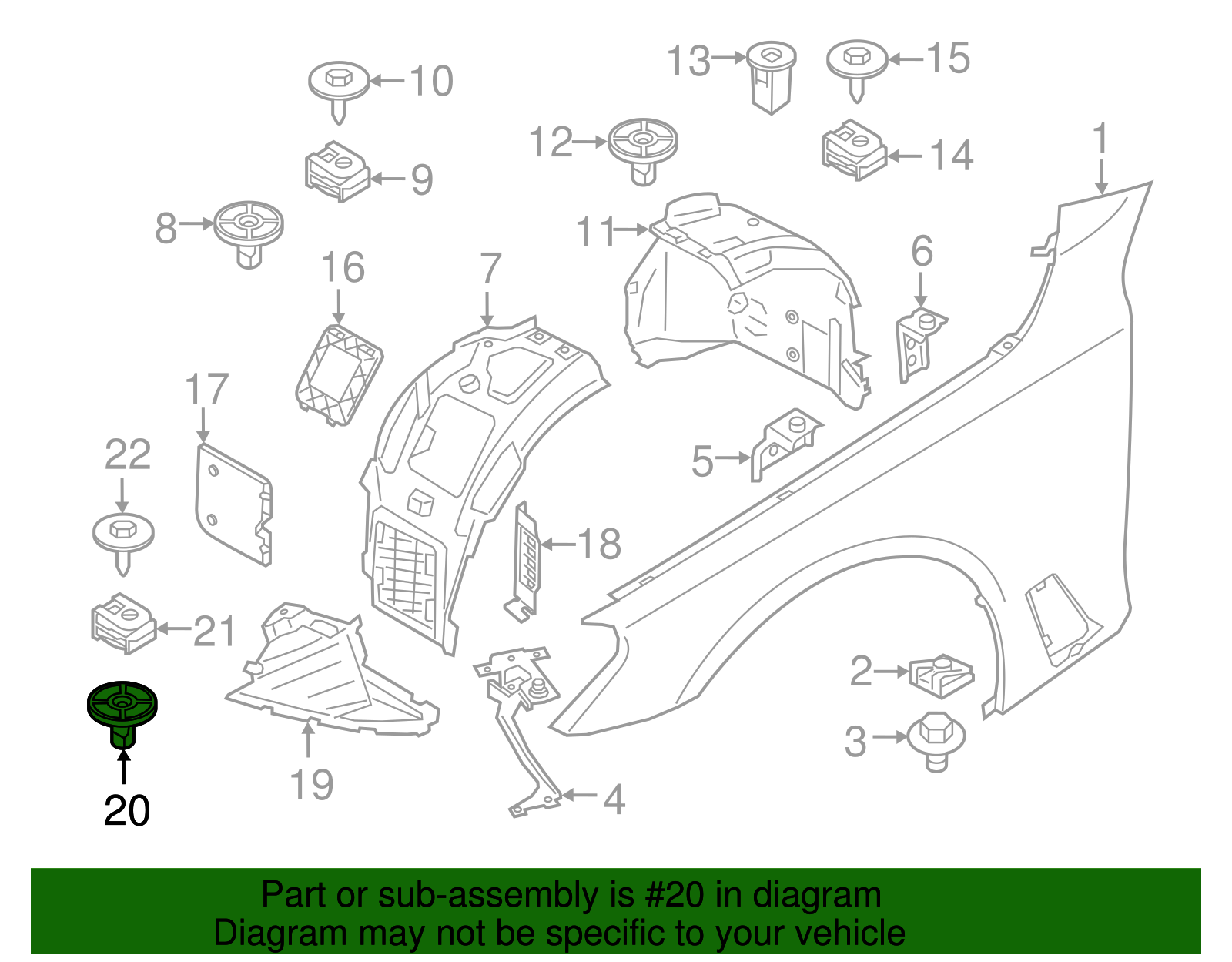 7147306224 - 2012-2025 BMW Ft Fender Liner Retainer Nut (07-14-7-306 ...