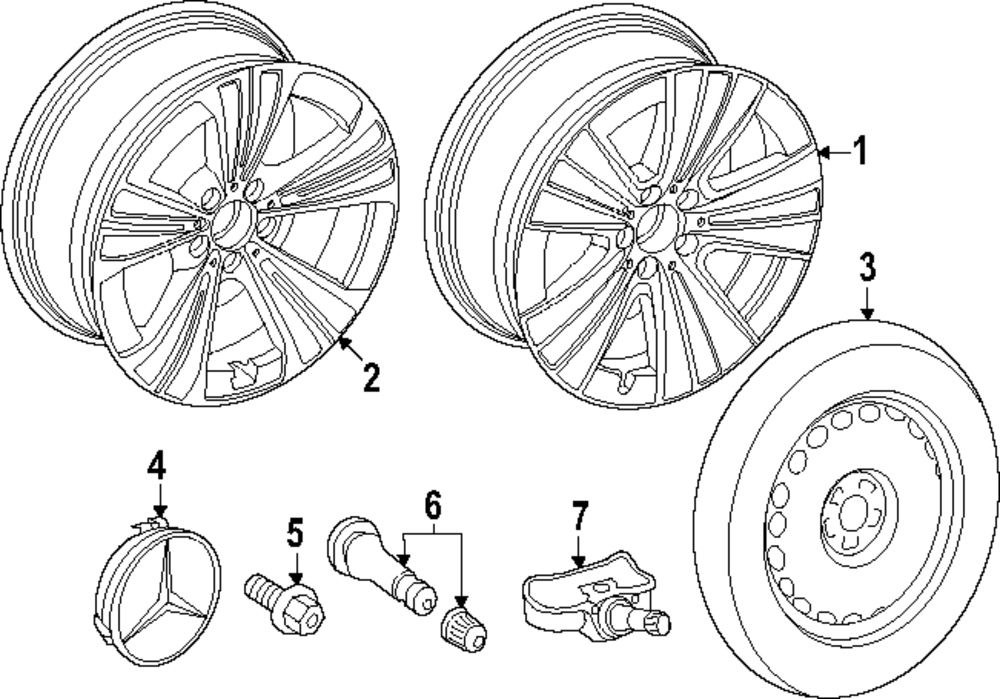 214-401-28-00-7X23 - Mercedes-Benz 5-Triple-Spoke Wheel, 8 J X 18 Et 32 ...
