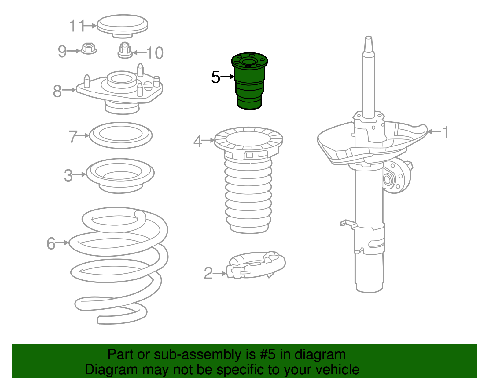 51722-T2A-A01 - Strut Bumper 2013-2017 Honda Accord | Honda Parts Online