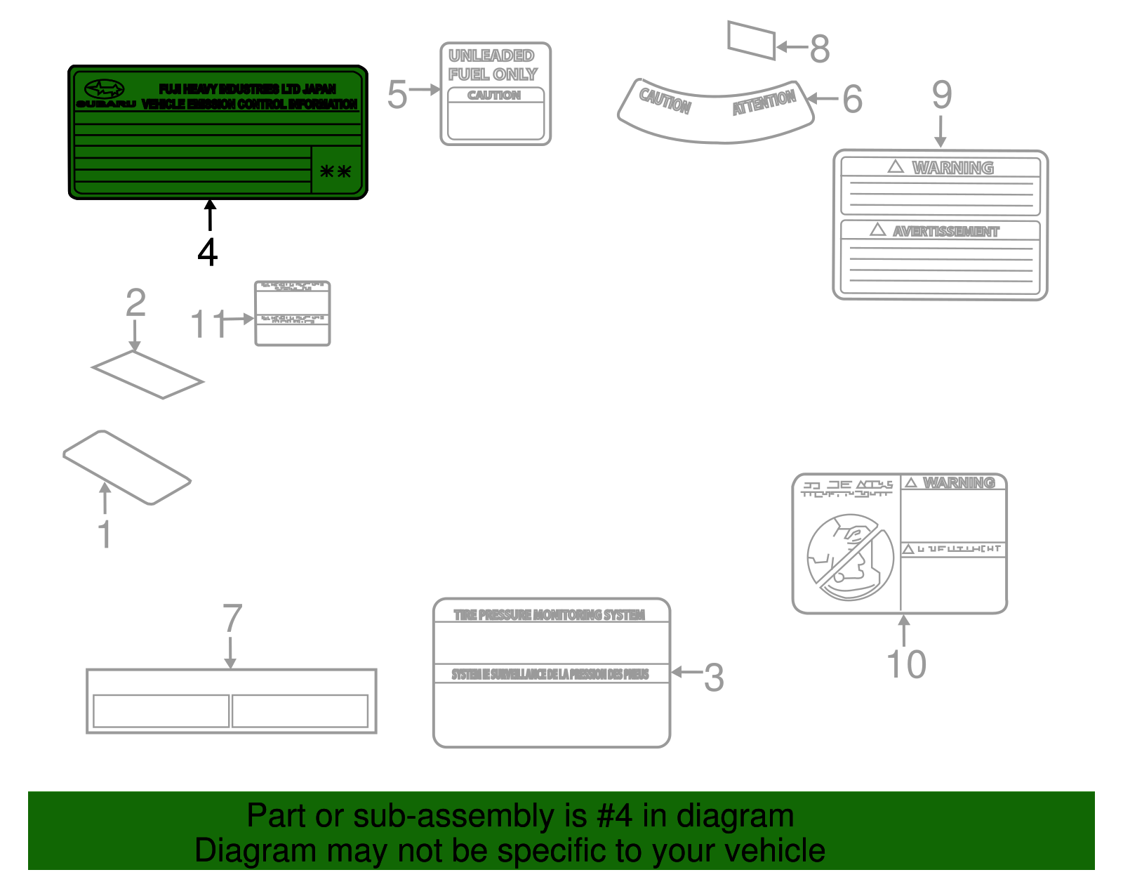 14808AJ26A - 2019 Subaru - Emission Label | Subaru Parts Deals