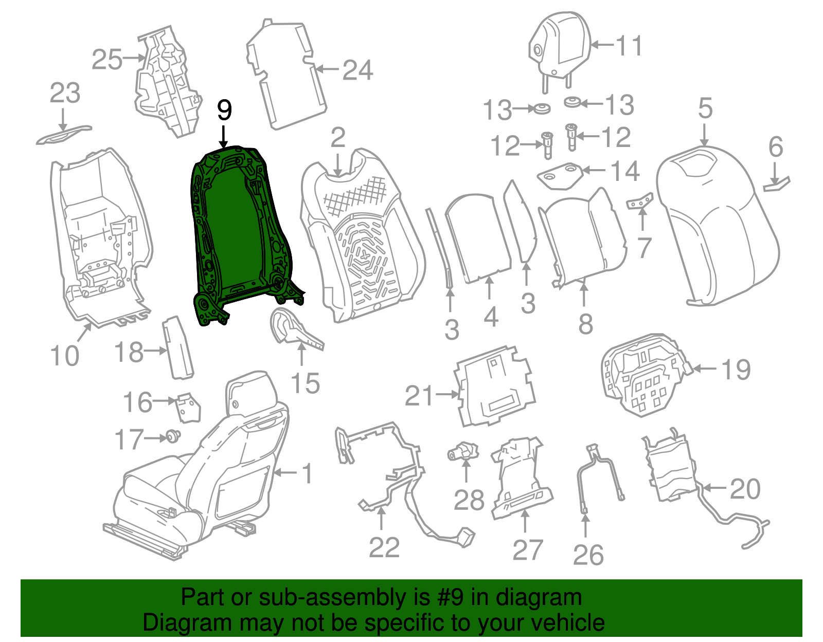 2017-2020 Cadillac CT6 Front Seat Back Frame 84301092 | Capital Chevy Parts