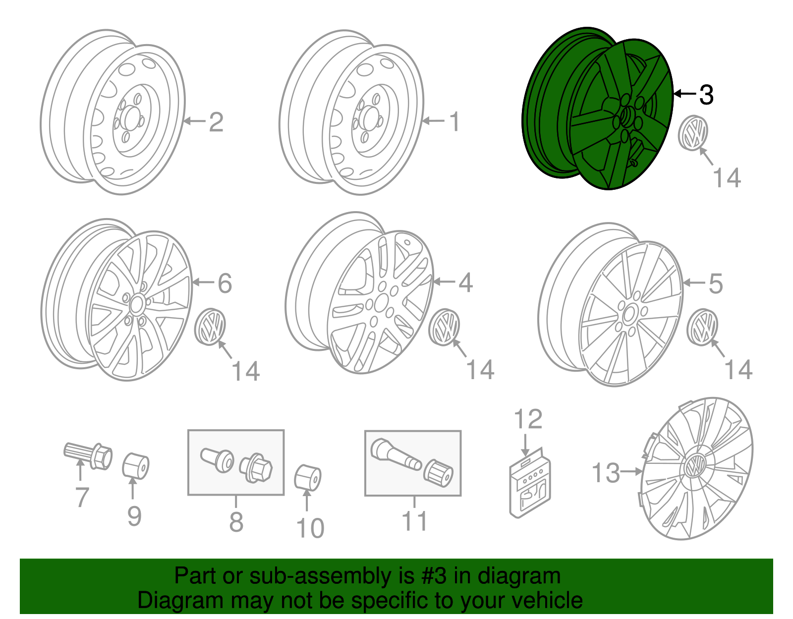 5C0-601-025-8Z8 - Wheel, Alloy 2011-2017 Volkswagen Jetta | Wolfsburg ...