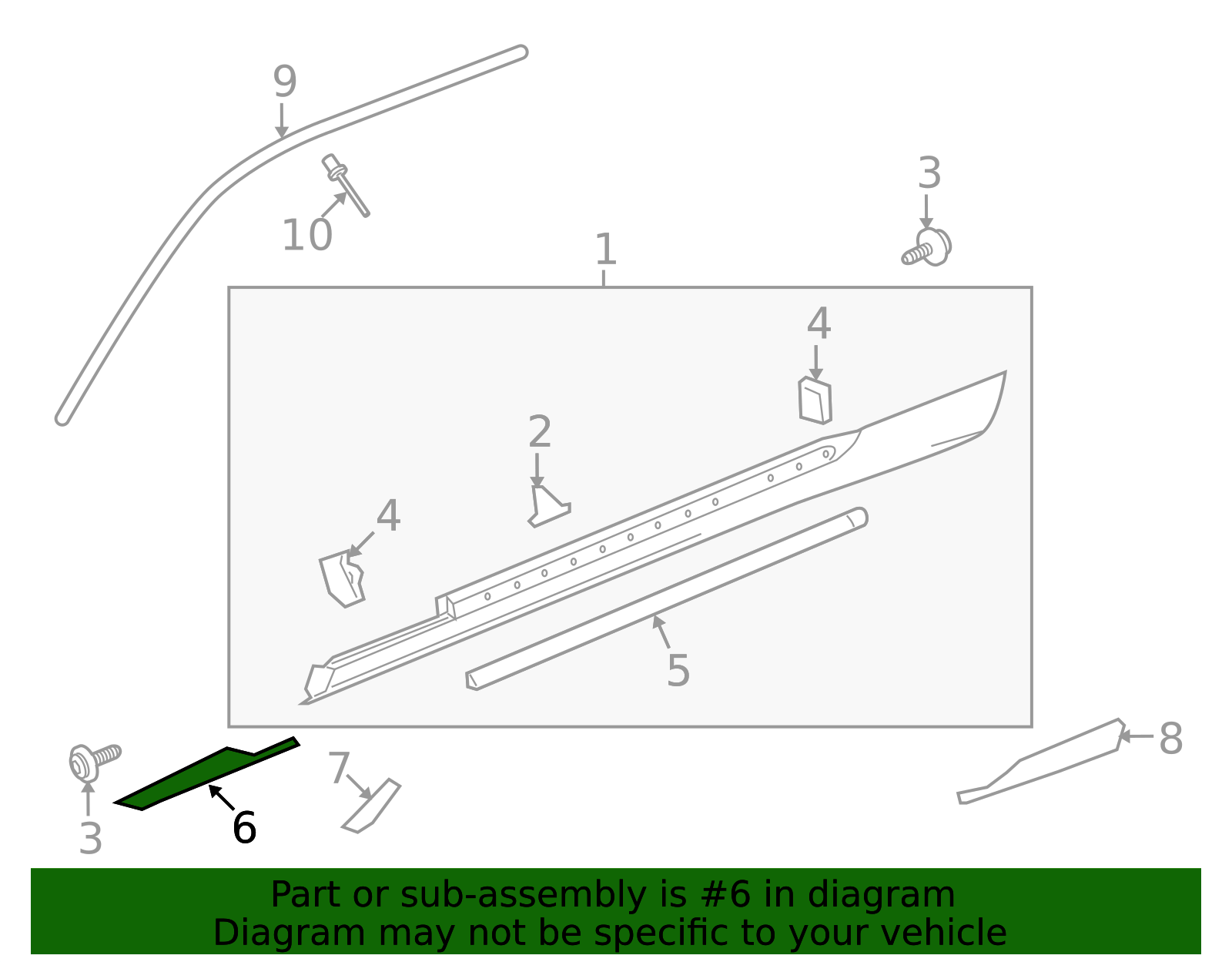 92232019 - Passenger Side Rocker Panel Rear Molding Protector 2010-2015 ...