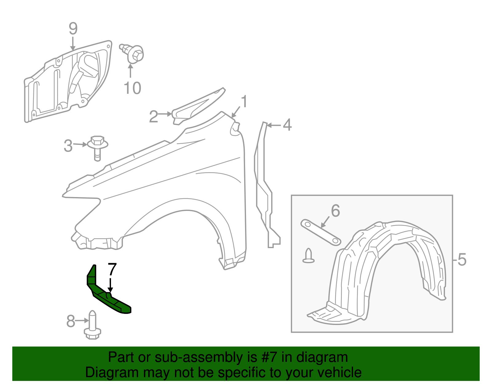 Genuine Toyota Fender Liner Pad part# 53851-21020 for 2011-2016 Scion ...
