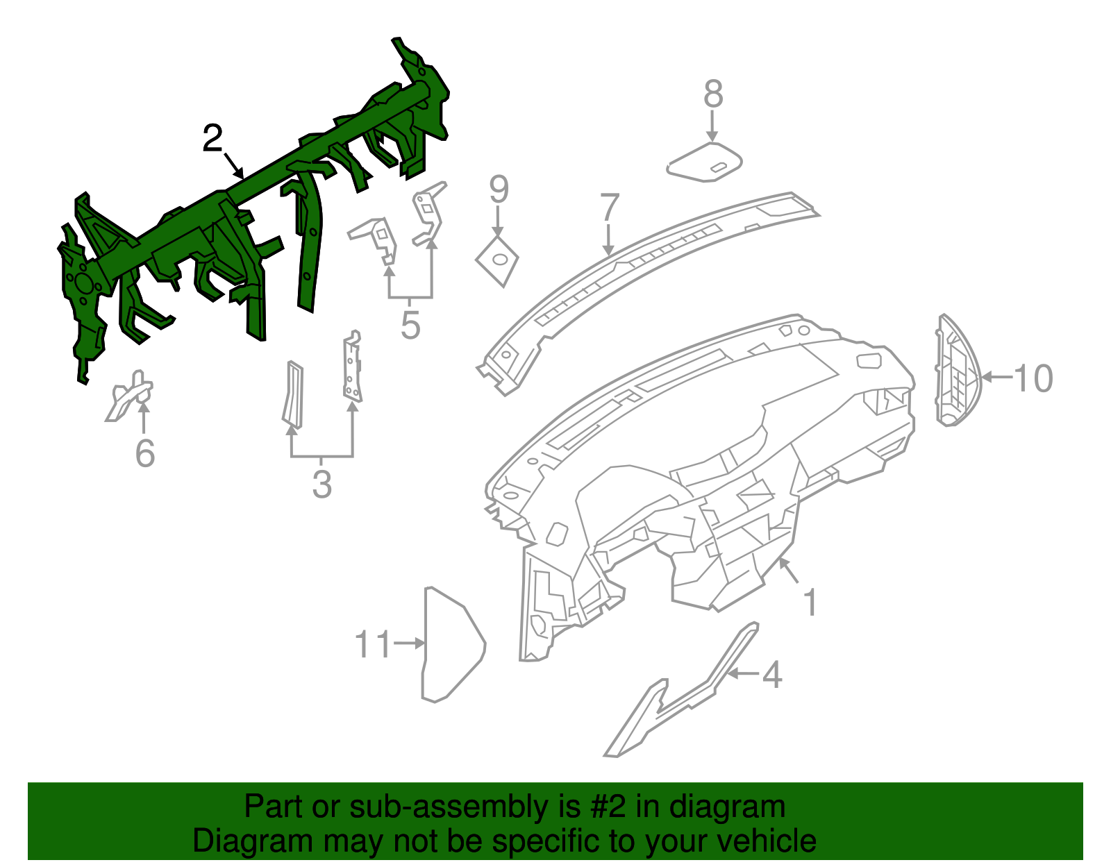 2018-2020 Nissan Rogue Reinforced Beam 67870-9TG0A | Nissan Parts Store