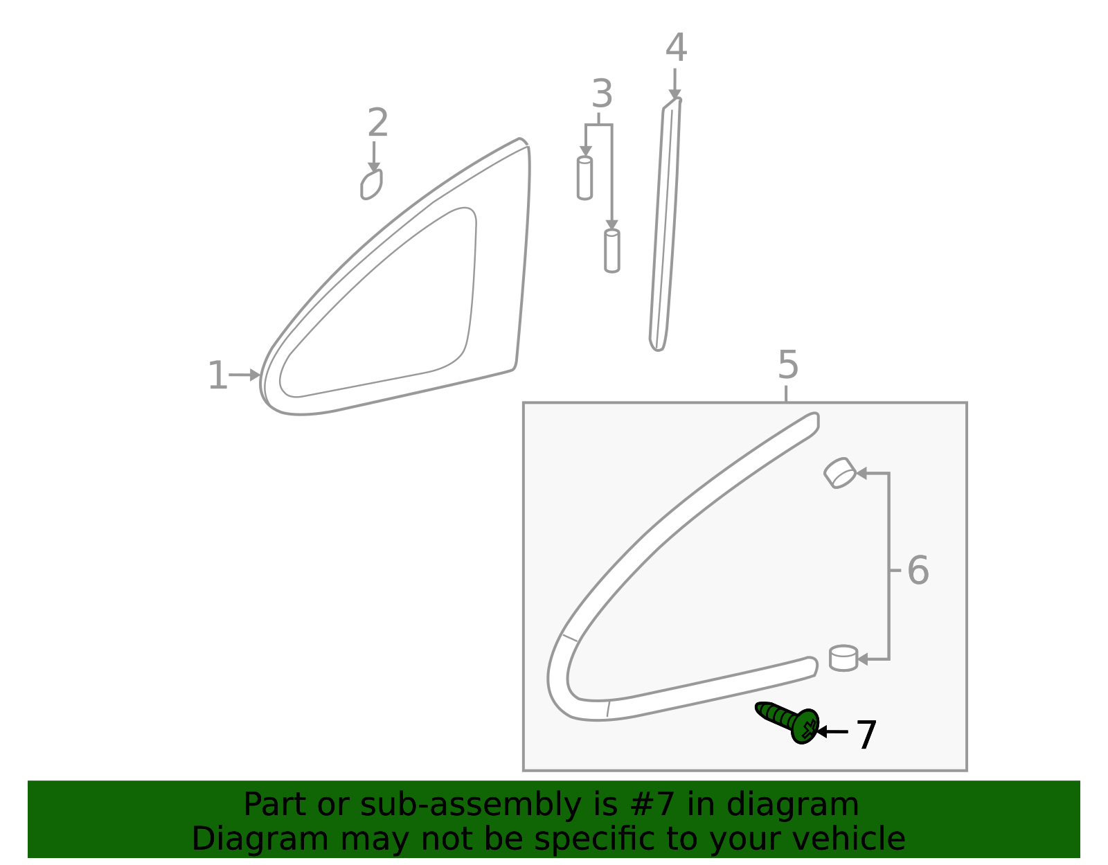 91513-SWA-003 - Quarter Glass Molding Rear Clip 2007-2011 Honda CR-V ...
