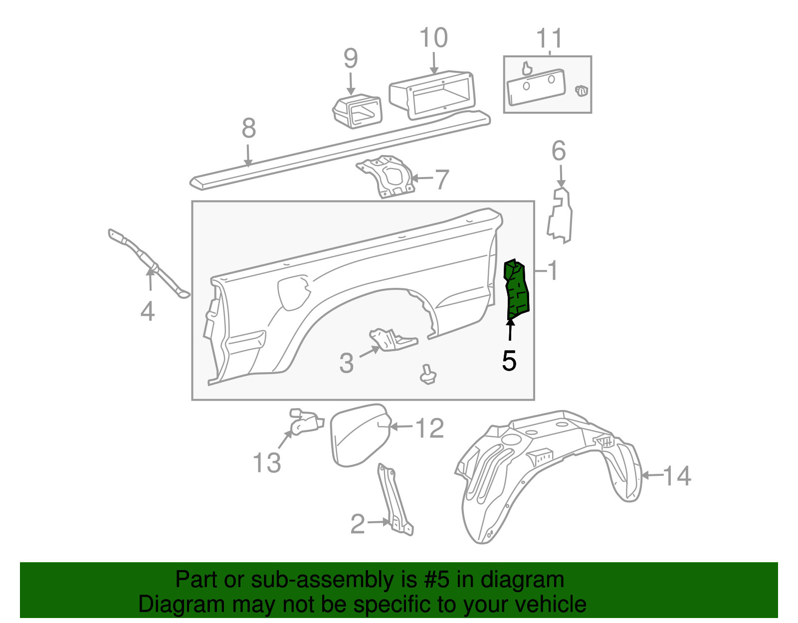 2005-2015 Toyota Tacoma Side Panel Brace 66434-04020 | Toyota Parts Center