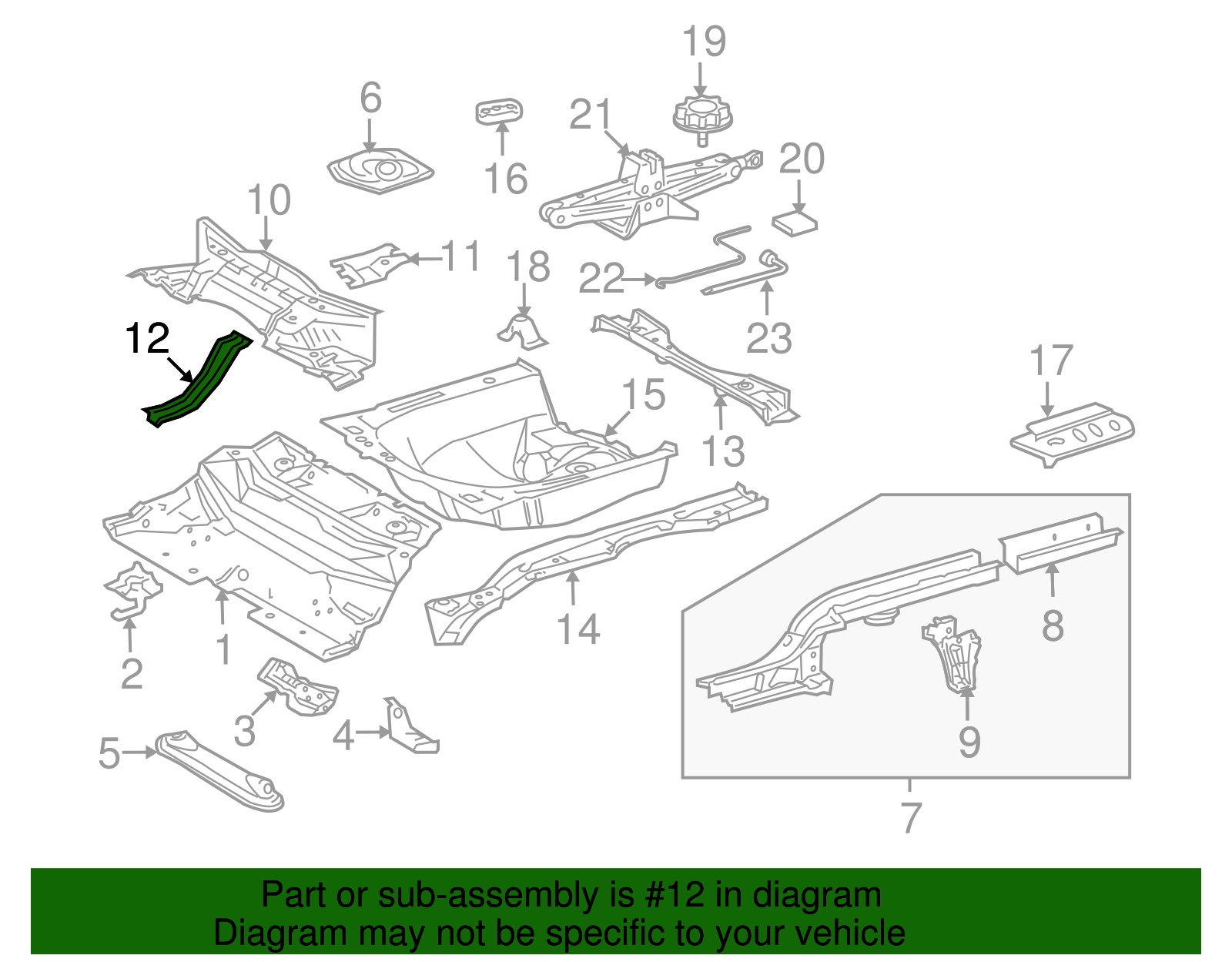 57429-52080 - Floor Cross-Member Lower Reinforced - 2007-2014 Toyota ...