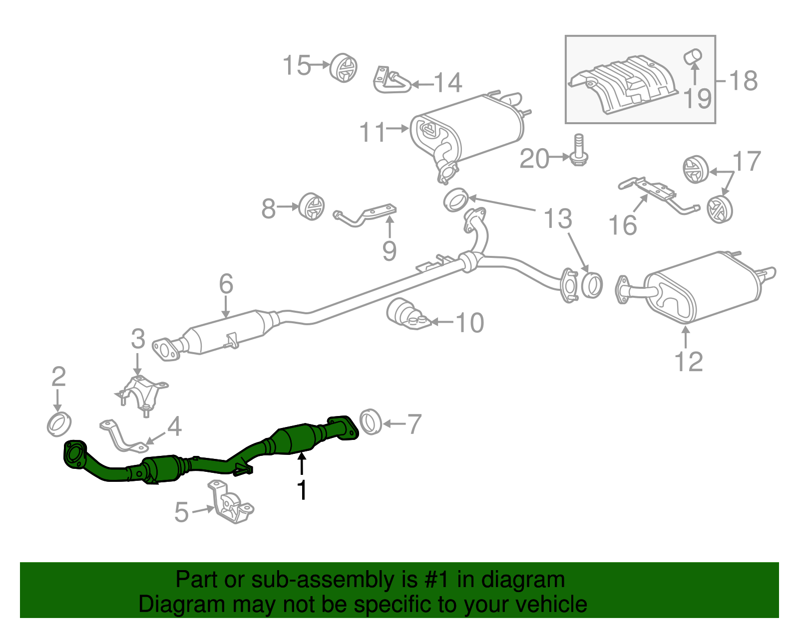 Genuine Toyota Front Pipe part# 17410-0V050 for 2010-2011 Toyota Camry ...