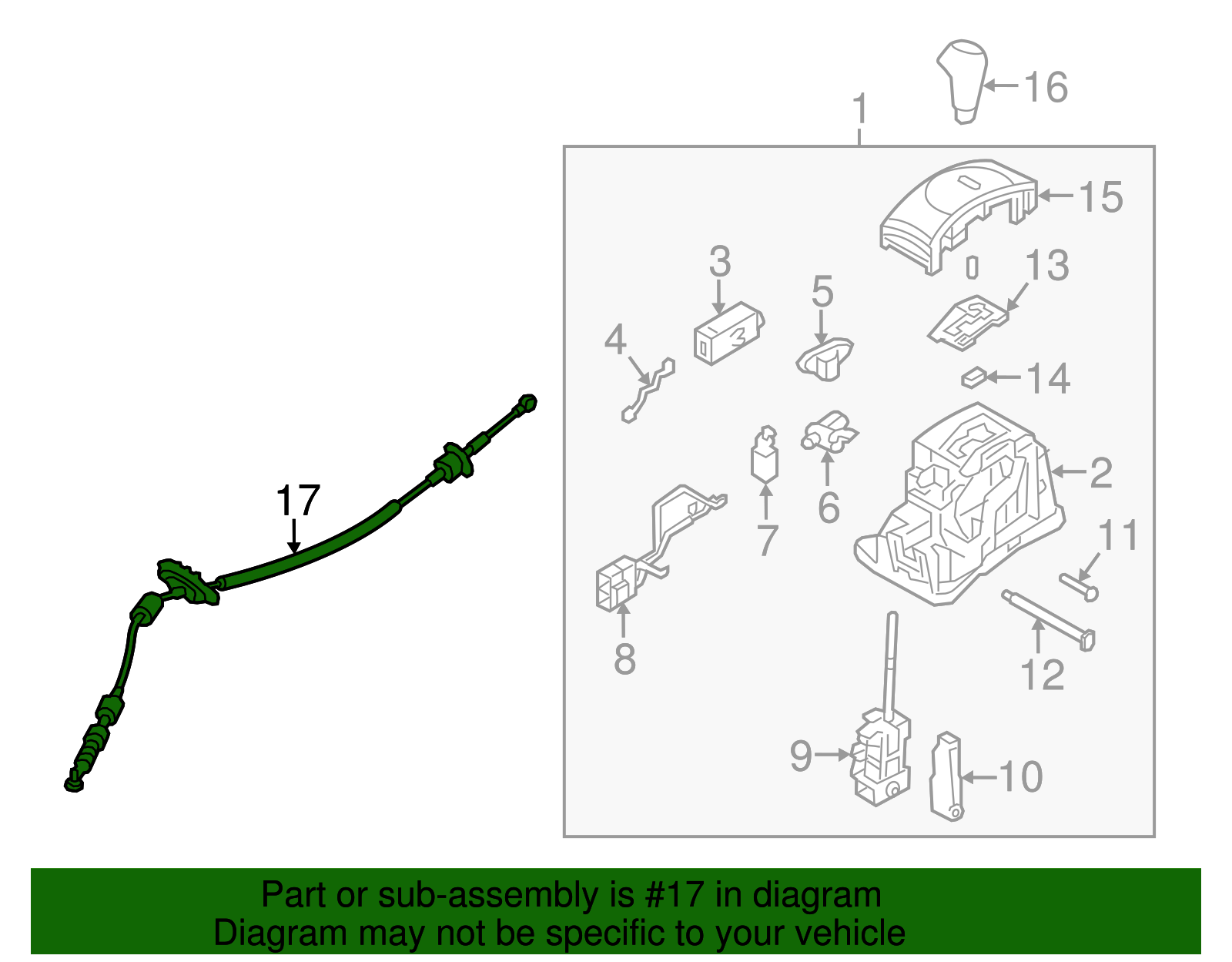 2015-2017 Hyundai Veloster Shift Control Cable 46790-2V600 | OEM Parts ...