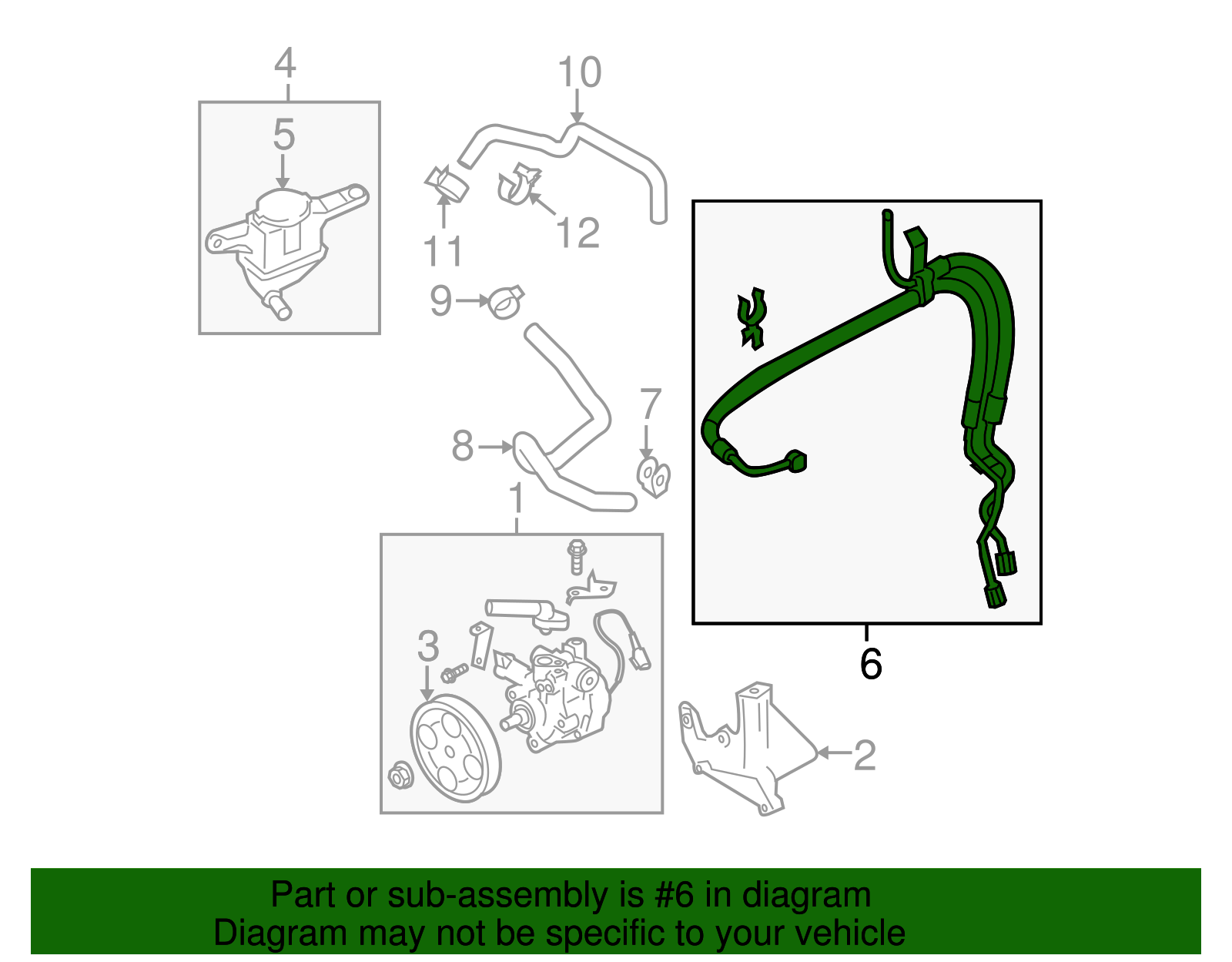 2012-2014 Subaru Power Steering Pressure Hose 34610AJ17A | Subaru Parts ...