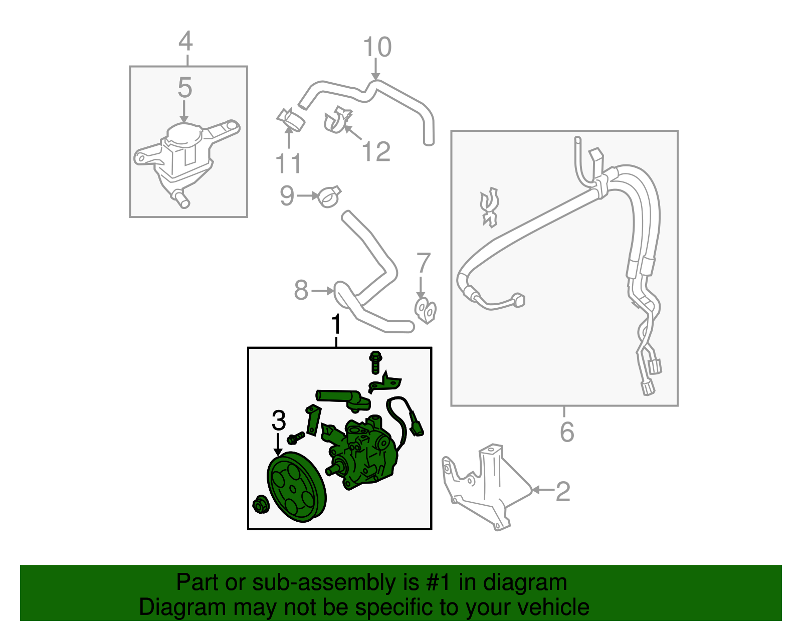 2010-2014 Subaru Power Steering Pump 34430AJ021 | Subaru Parts Quick