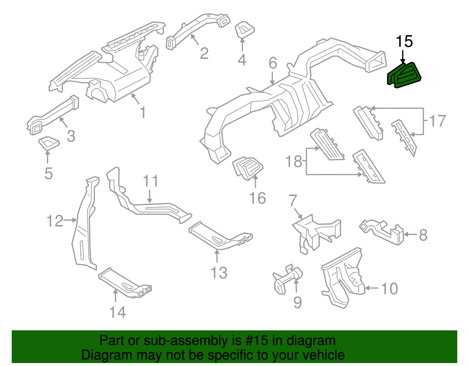 EM2Z-19893-BG - Louver 2015-2024 Ford Edge | Online Ford Parts Catalog