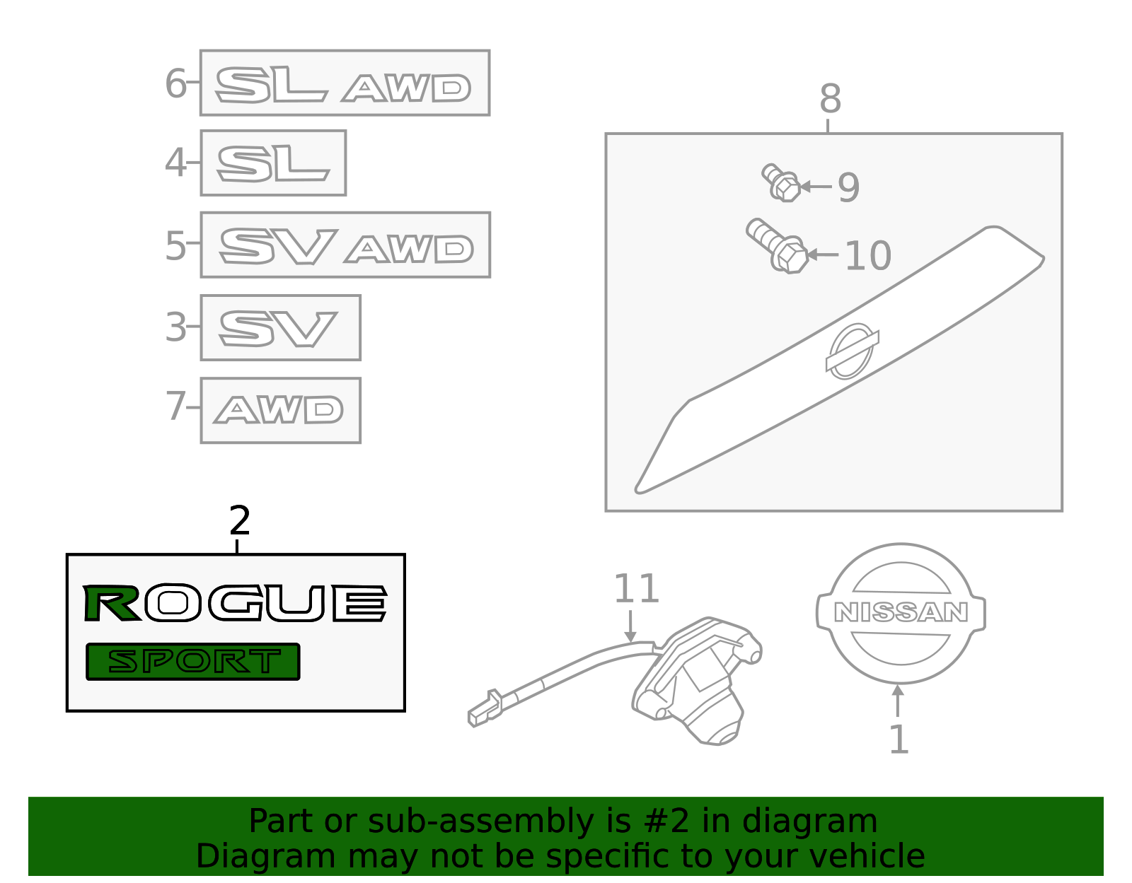 90892-6MA0A - Hatch Emblem 2017-2023 Nissan | Official Nissan Parts Store