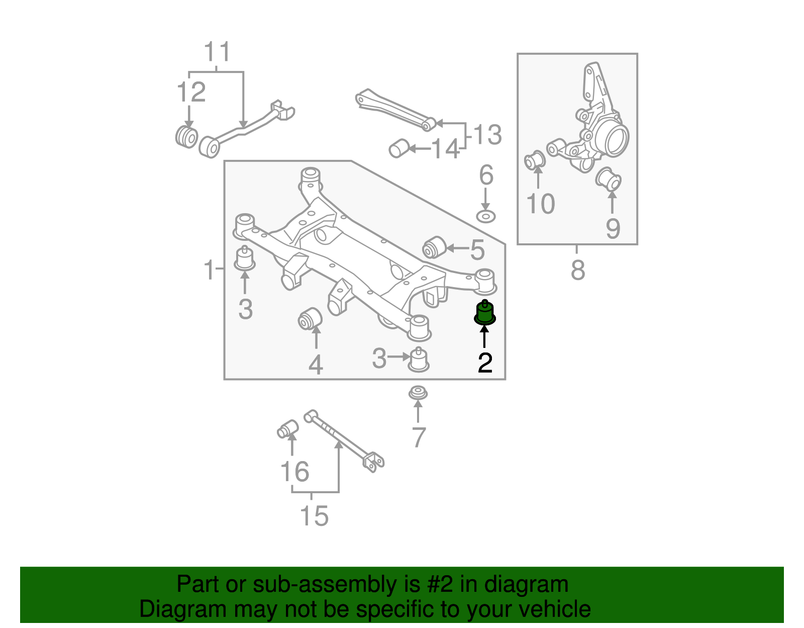 2005-2010 Kia Sportage Suspension Cross-Member Rear Bushing 55456-39000 ...