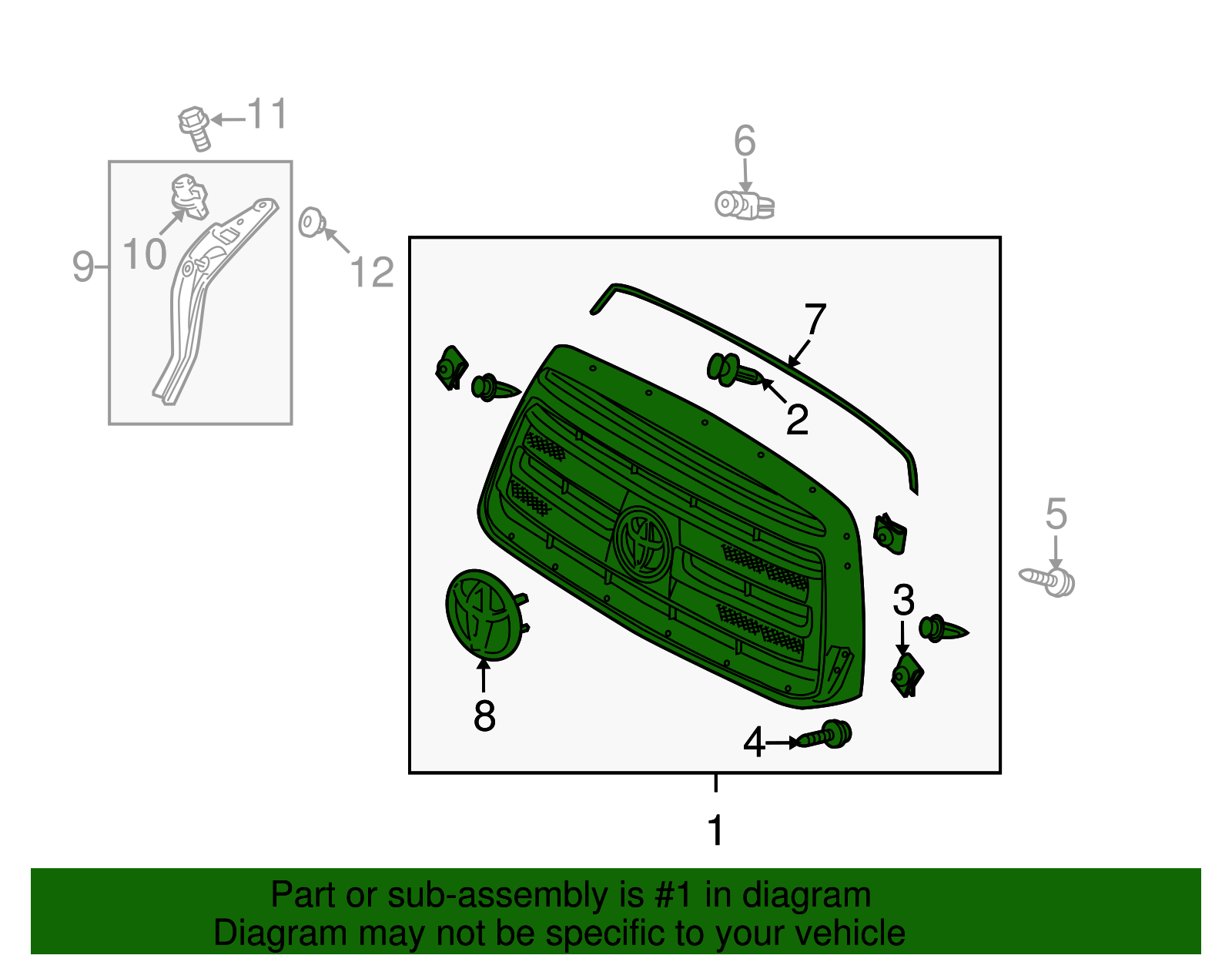 53100-0C230 - Grille Assembly - 2010-2013 Toyota Tundra | Nucar Toyota ...