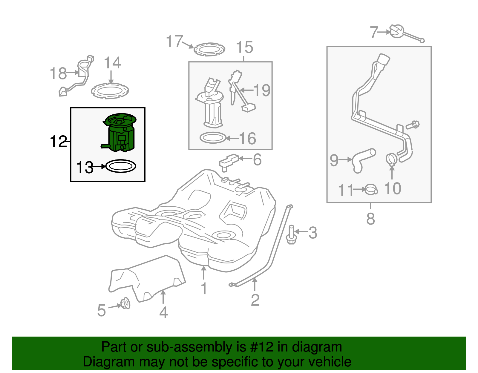 2011-2017 Chevrolet Fuel Pump and Level Sensor Module 19303293 GM ...