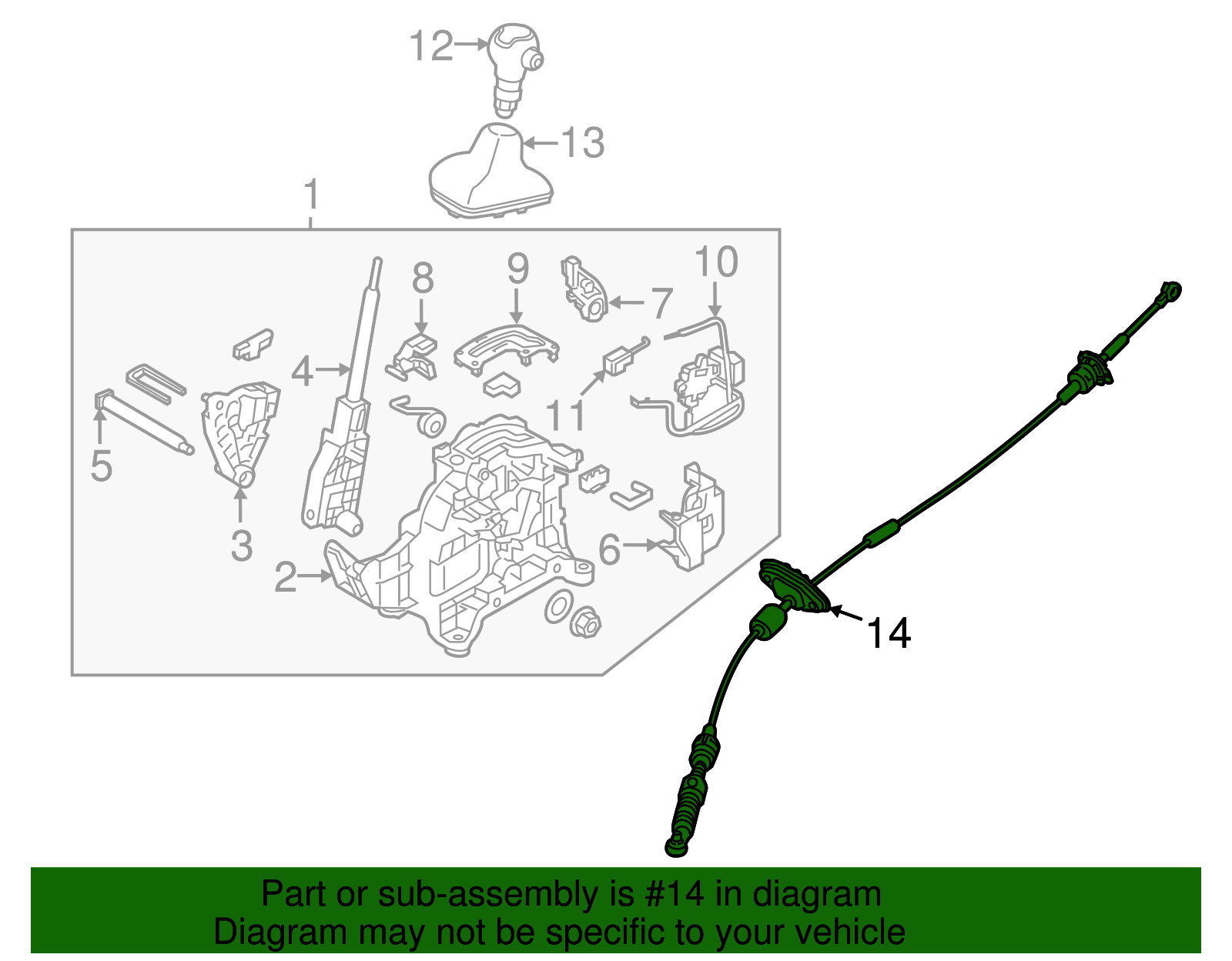 2014-2016 Kia Soul Automatic Transmission Shifter Cable 46790-B2100 ...