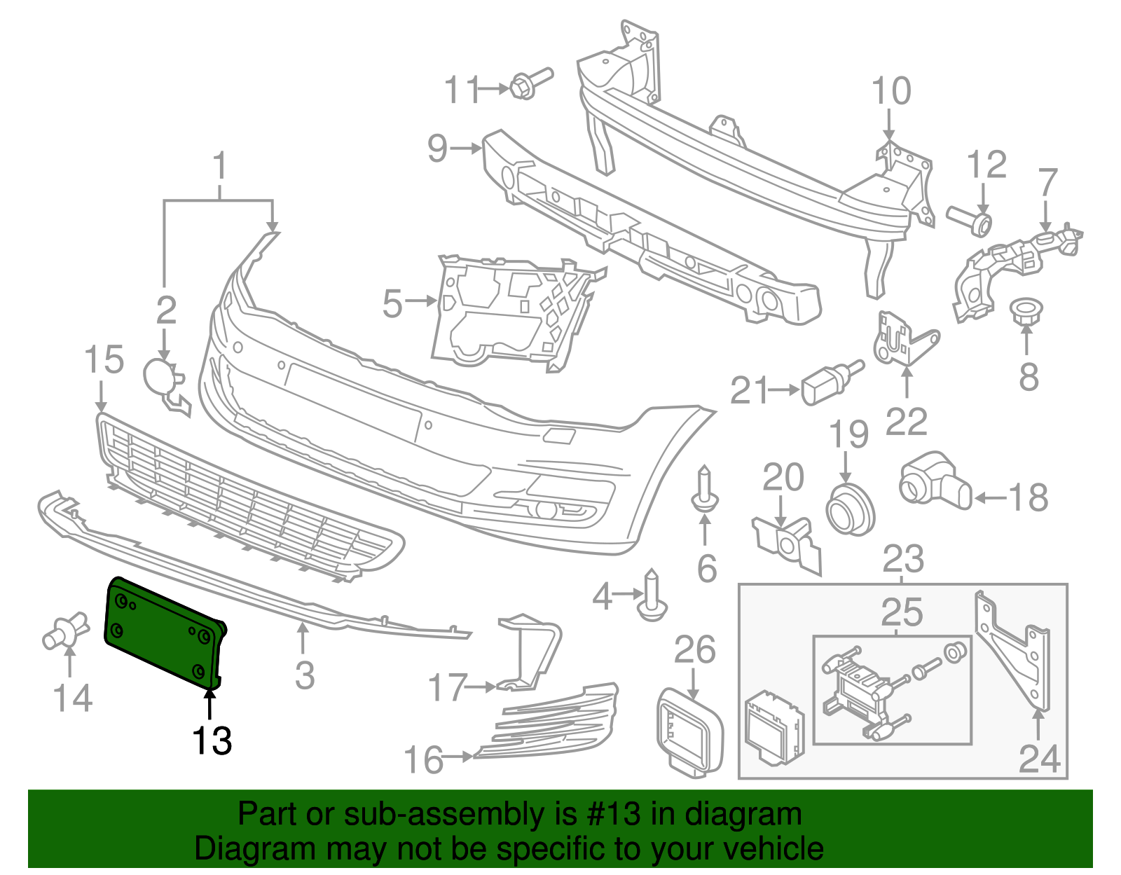2016-2017 Volkswagen GTI License Bracket 5GM-807-287-E-9B9 | VW Direct ...