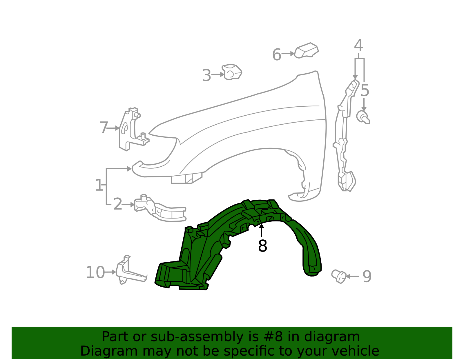 2003-2006 Toyota Tundra Fender Liner - PASSENGER SIDE 53875-0C030 ...