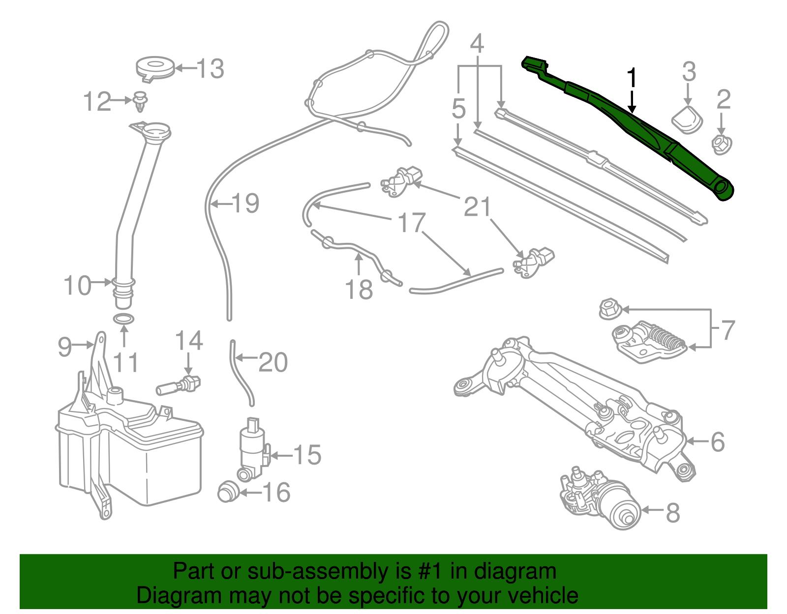 2018-2022 Toyota C-HR Wiper Arm 85211-F4041 | Toyota Parts Center