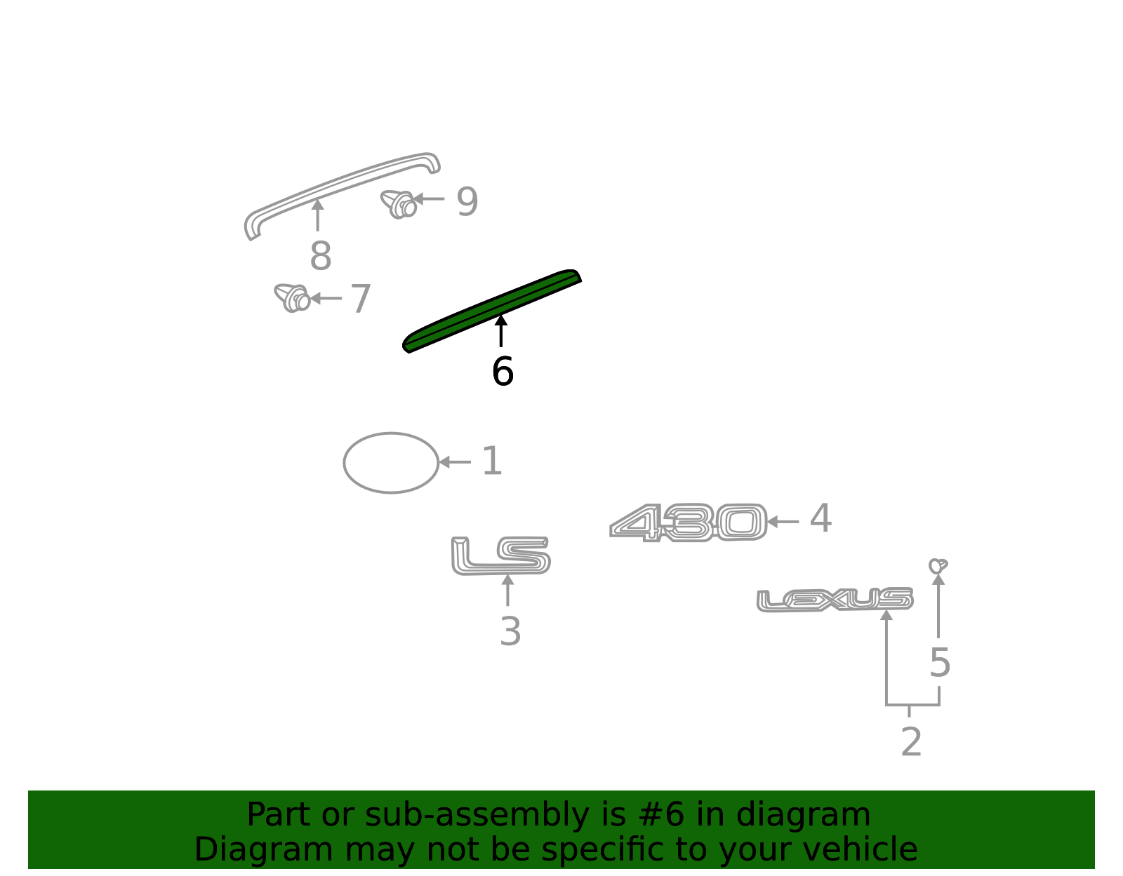 2004-2006 Lexus LS430 Deck Lid Handle 76811-50030-A0 | OEM Parts Online