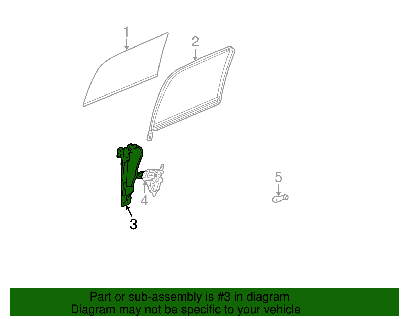 Genuine OEM Rear Passenger Side Power Window Regulator without Motor ...
