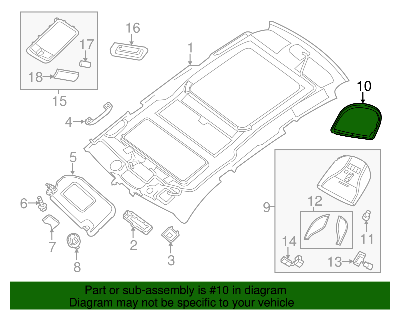 264283JA0A - Map Lamp Assembly Bracket 2014-2020 Infiniti QX60 ...