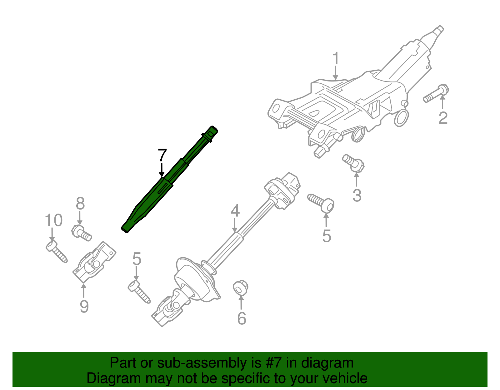 2015-2024 Ford Mustang | Lower Shaft | FR3Z-3B676-B | Walls' Ford Parts