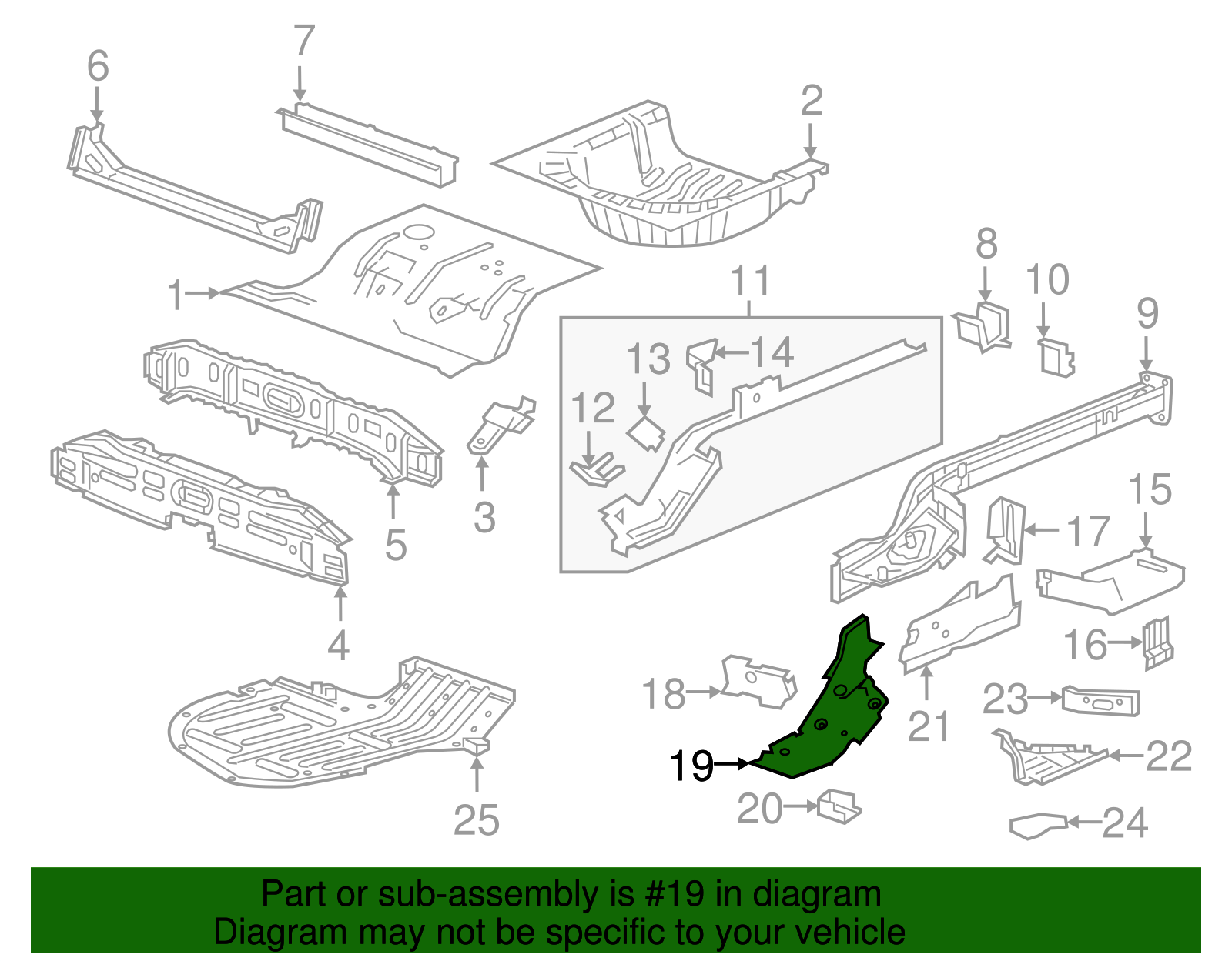 2016-2025 Chevrolet Malibu Passenger Side Underbody Rear Side Rail ...