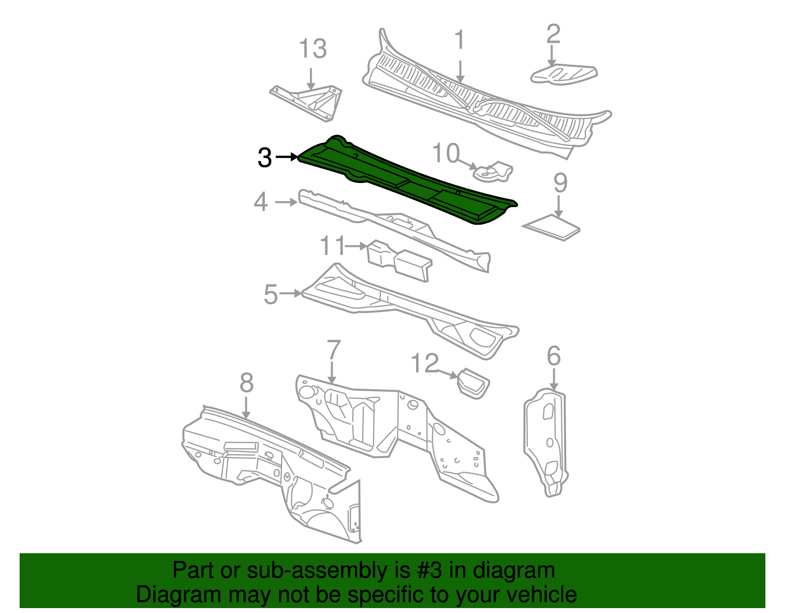 15130052 - 1999-2007 GM - Plenum Panel | Partners Chevy