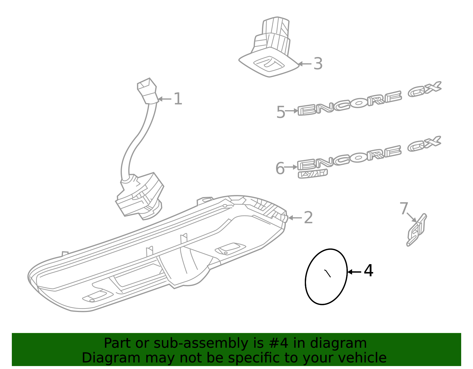 42738782 - 2020-2022 Buick Encore GX - Liftgate Outside Handle Emblem ...