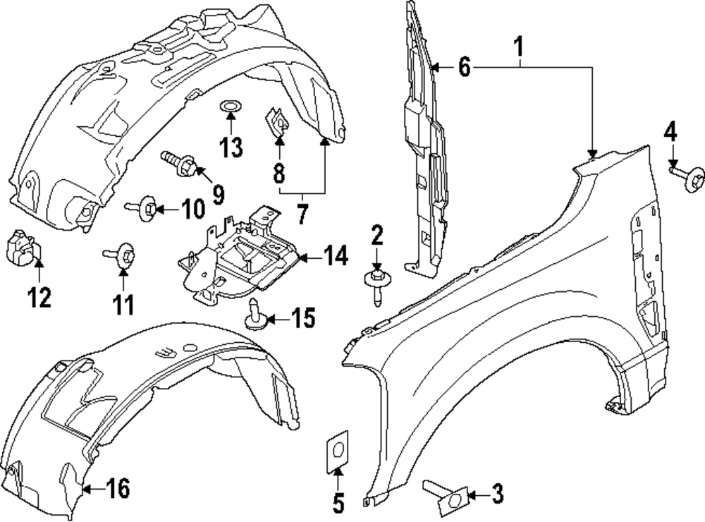 PC3Z-16F099-B - 2023-2024 Ford - Wheel Well Liners 2-Piece Set - Front ...