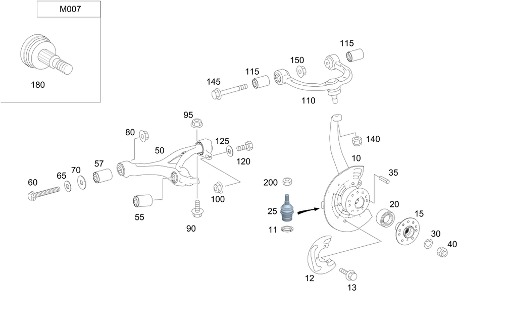 2002-2012 Mercedes-Benz Transverse Control Arm 164-330-34-07 | Benz ...