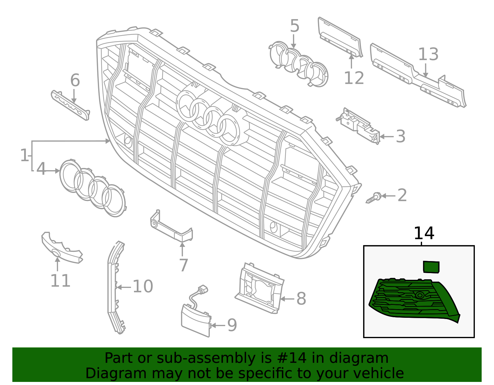 4K0-807-647-E-9B9 - Outer Grille 2020-2025 Audi A6 allroad | Audi OEM ...