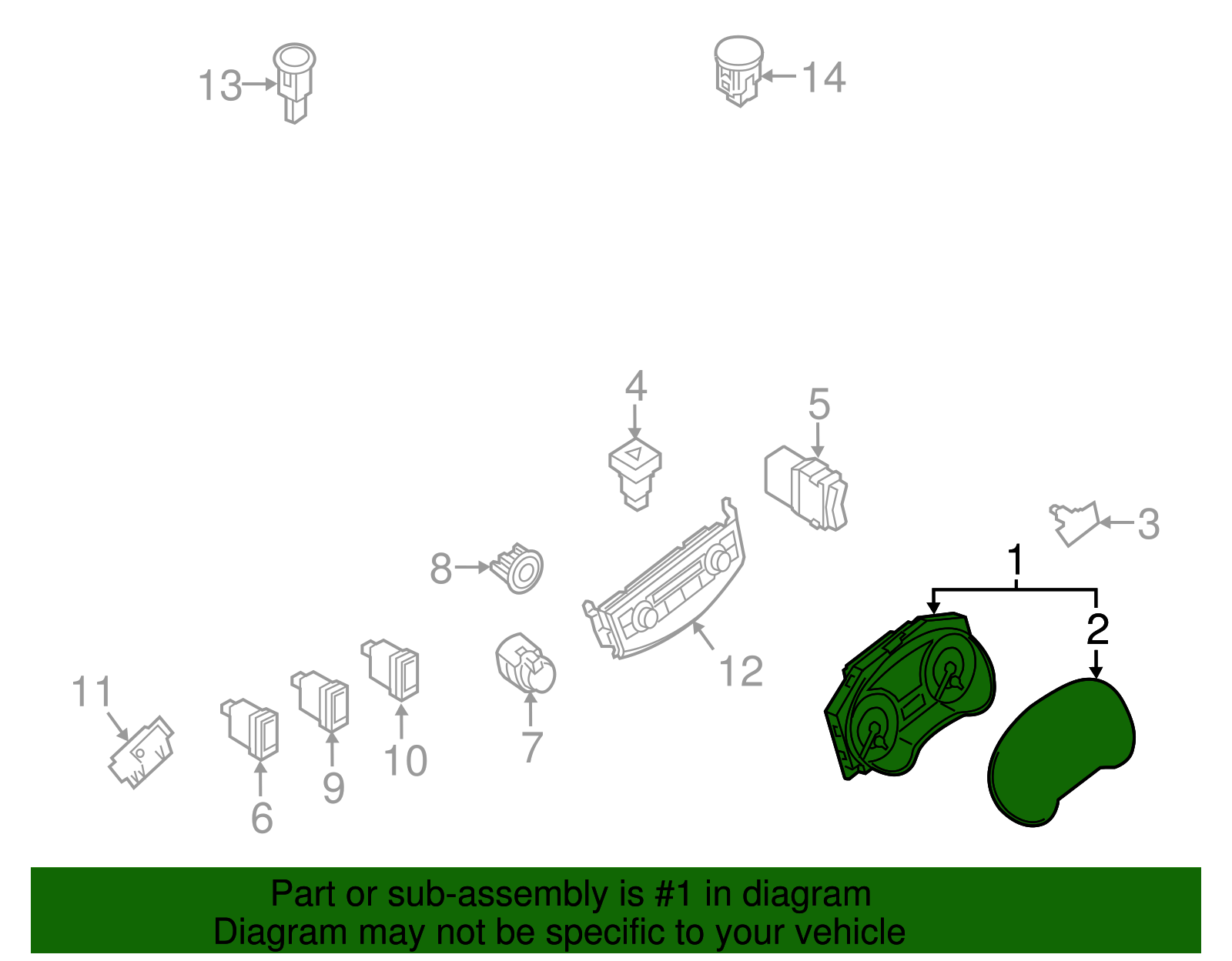 2013-2014 Nissan Altima Instrument Cluster 24810-9HM0A | Nissan Parts ...