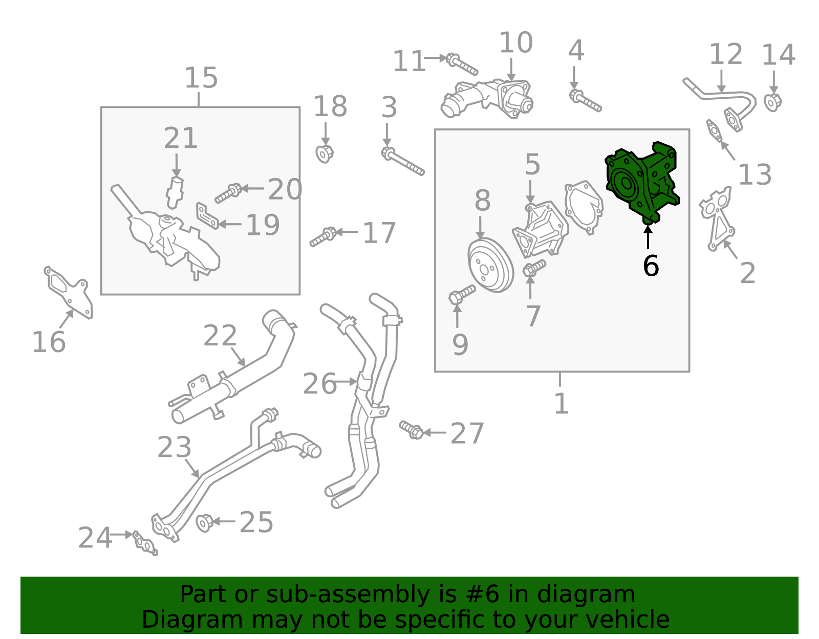 25125-2CTA0 - Hyundai Water Pump Cover 2019-2023 Genesis G70 ...