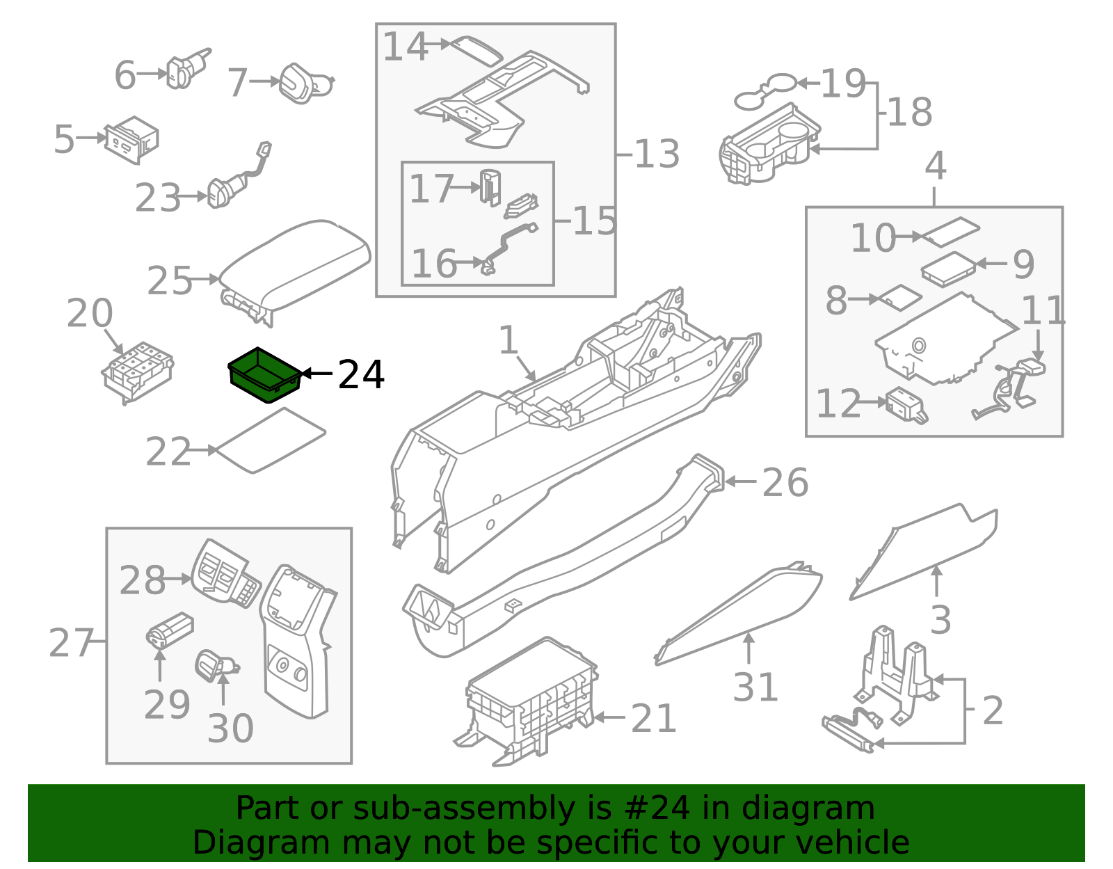 2017-2020 Kia Cadenza Storage Box Tray 84634-F6000 | QuirkParts